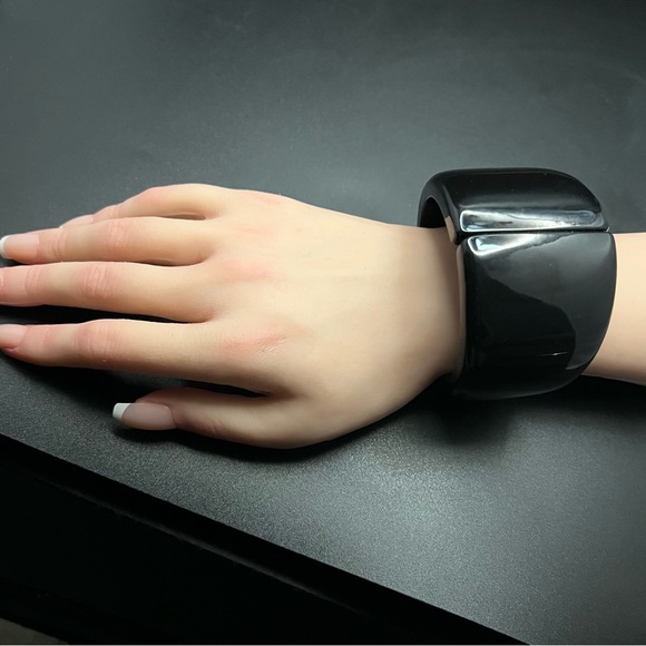 Jewelry | Vintage Black Lucite Hinged Clamper Bracelet Extra Wide ...
